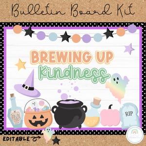 Halloween Bulletin Board Kit Groovy Pastel Classroom Decor Printable ...