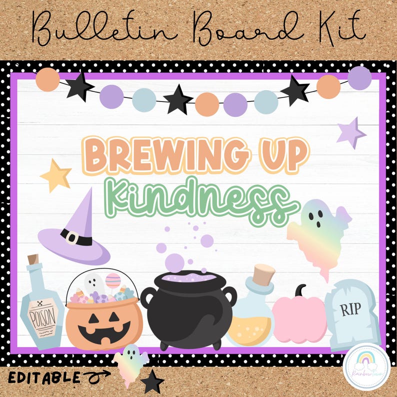 Halloween Bulletin Board Kit Groovy Pastel Classroom Decor Printable ...