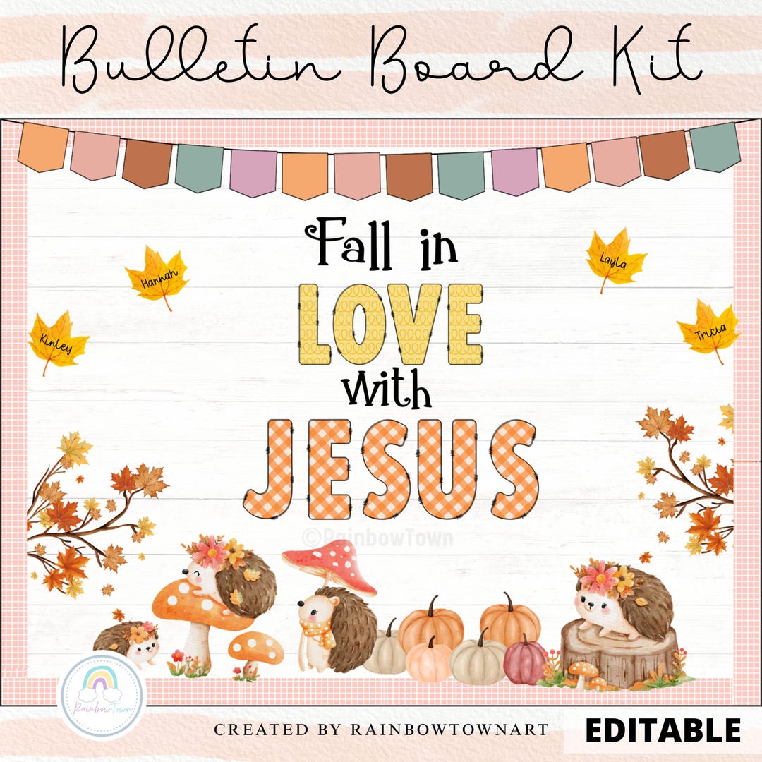Fall in Love With Jesus Bulletin Board Kit Christian Classroom Decor ...