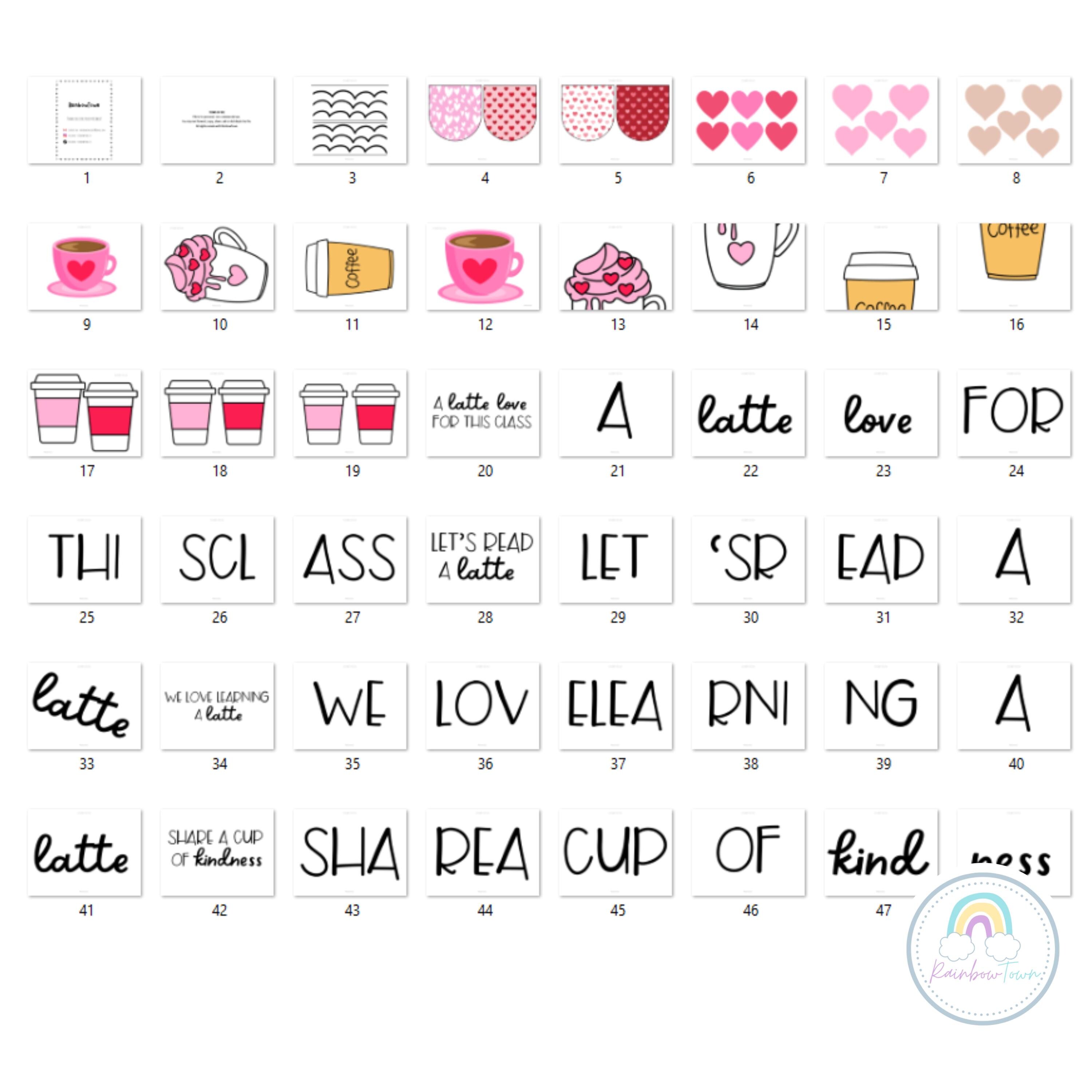 Valentine's Day Bulletin Board Kit Latte Love Classroom Door Decor ...