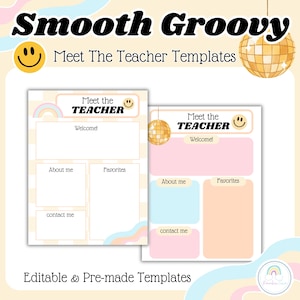 Editable Meet the Teacher Templates Groovy Pastel Classroom Decor - Etsy