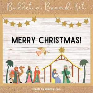 Nativity Scene Bulletin Board Kit Christmas Christian Classroom Decor ...