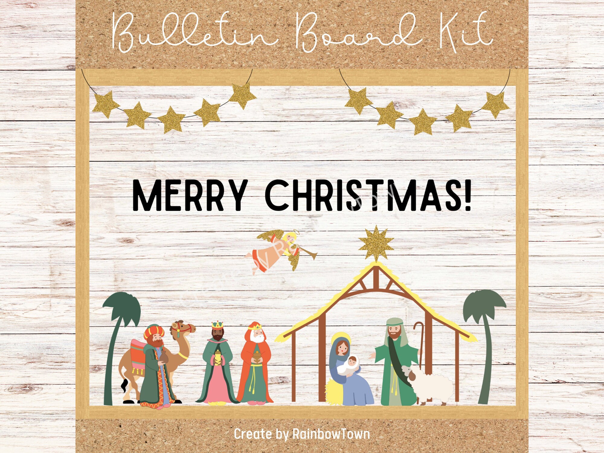 Nativity Scene Bulletin Board Kit Christmas Christian Classroom Decor ...