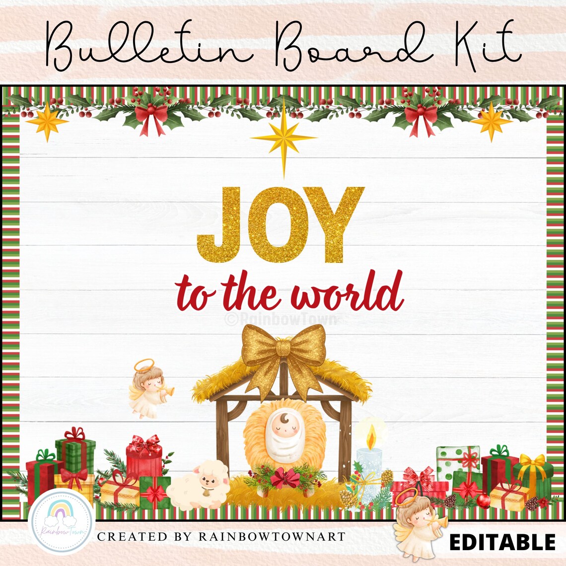 Christmas Bulletin Board Kit Nativity Scene Classroom Decorations ...