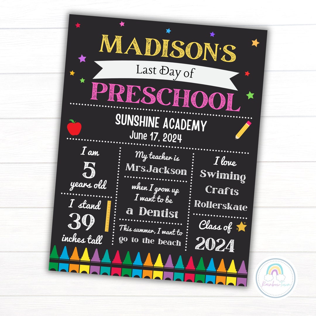 Editable Chalkboard Last Day of School Sign First Day of School Sign ...
