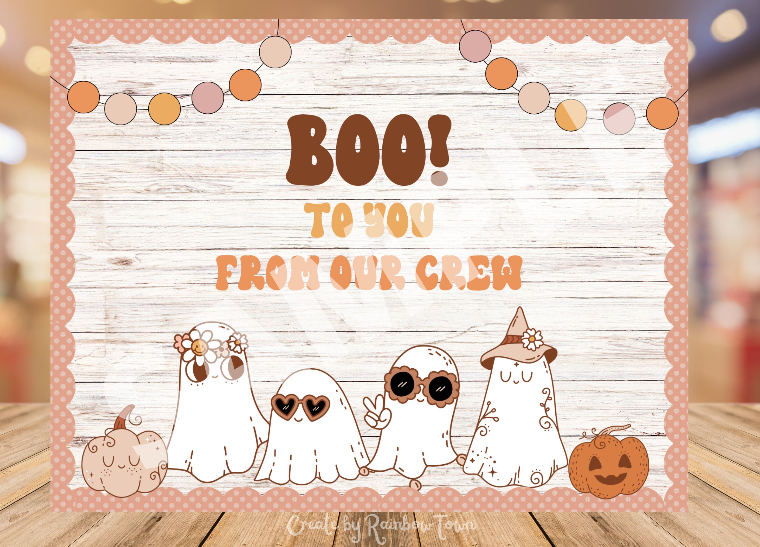 Halloween Bulletin Board Kit Groovy Boho Ghost Classroom Decor ...