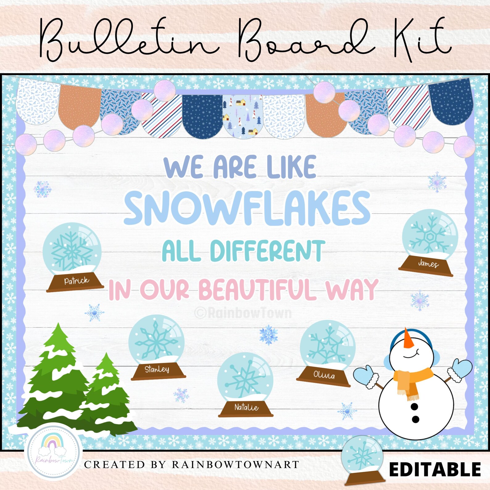 Winter Bulletin Board Kit Snow Globe Classroom Decor Printable ...