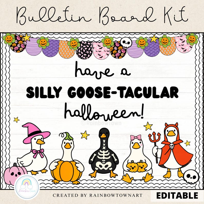 Halloween Bulletin Board Kit | Spooky Silly Goose Classroom Decor ...