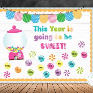 Sweet Candy Bulletin Board Kit: New Year Classroom Door Decor Printable ...