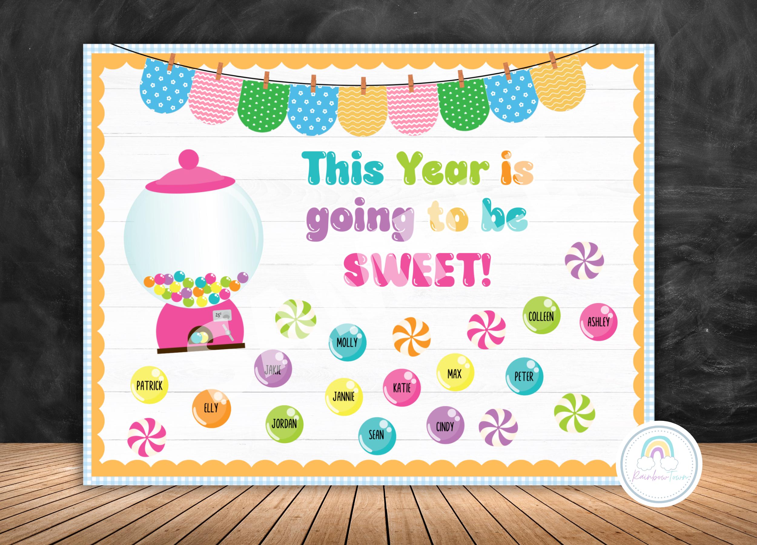 Sweet Candy Bulletin Board Kit: New Year Classroom Door Decor Printable ...