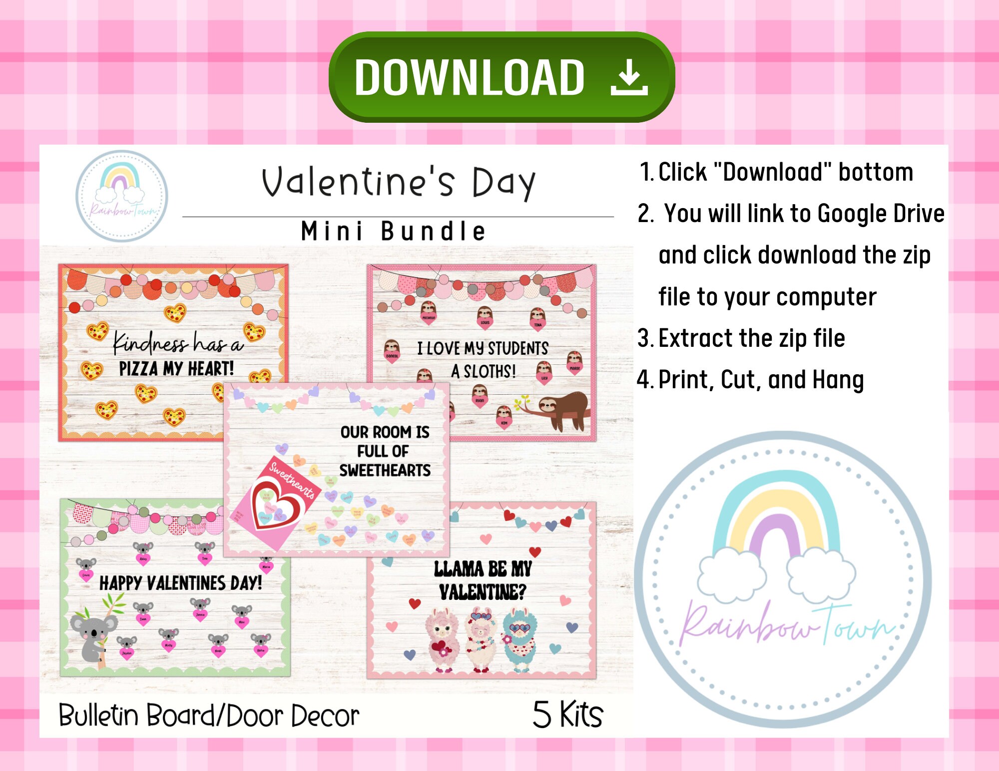 BUNDLE Valentine's Day Bulletin Board Kit February - Etsy