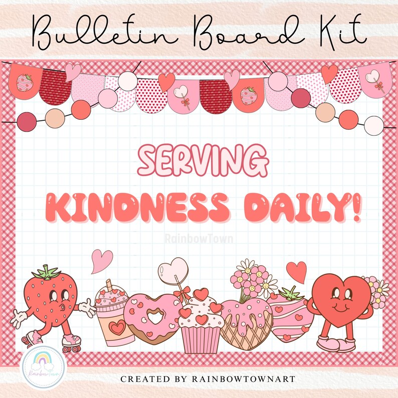 Valentine's Day Bulletin Board Kit Groovy Kindness Classroom Decor ...