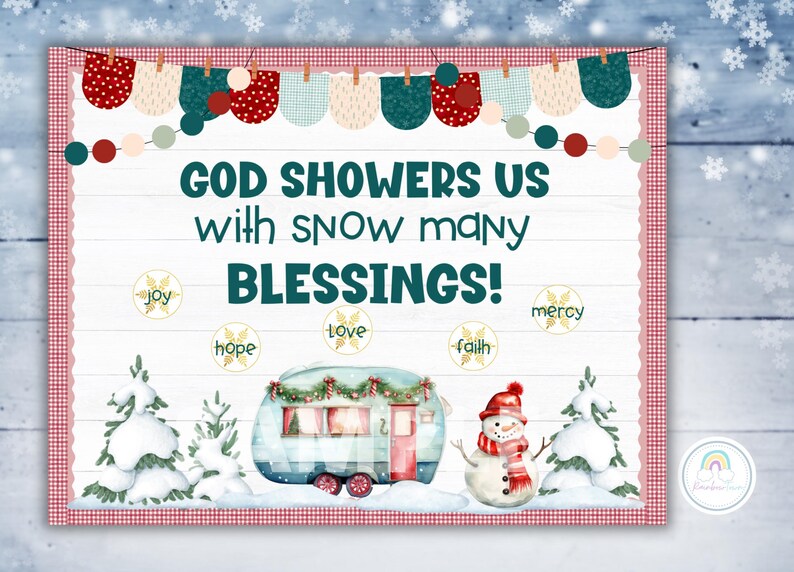 Winter Snowman Bulletin Board Kit Christian Holiday Classroom ...