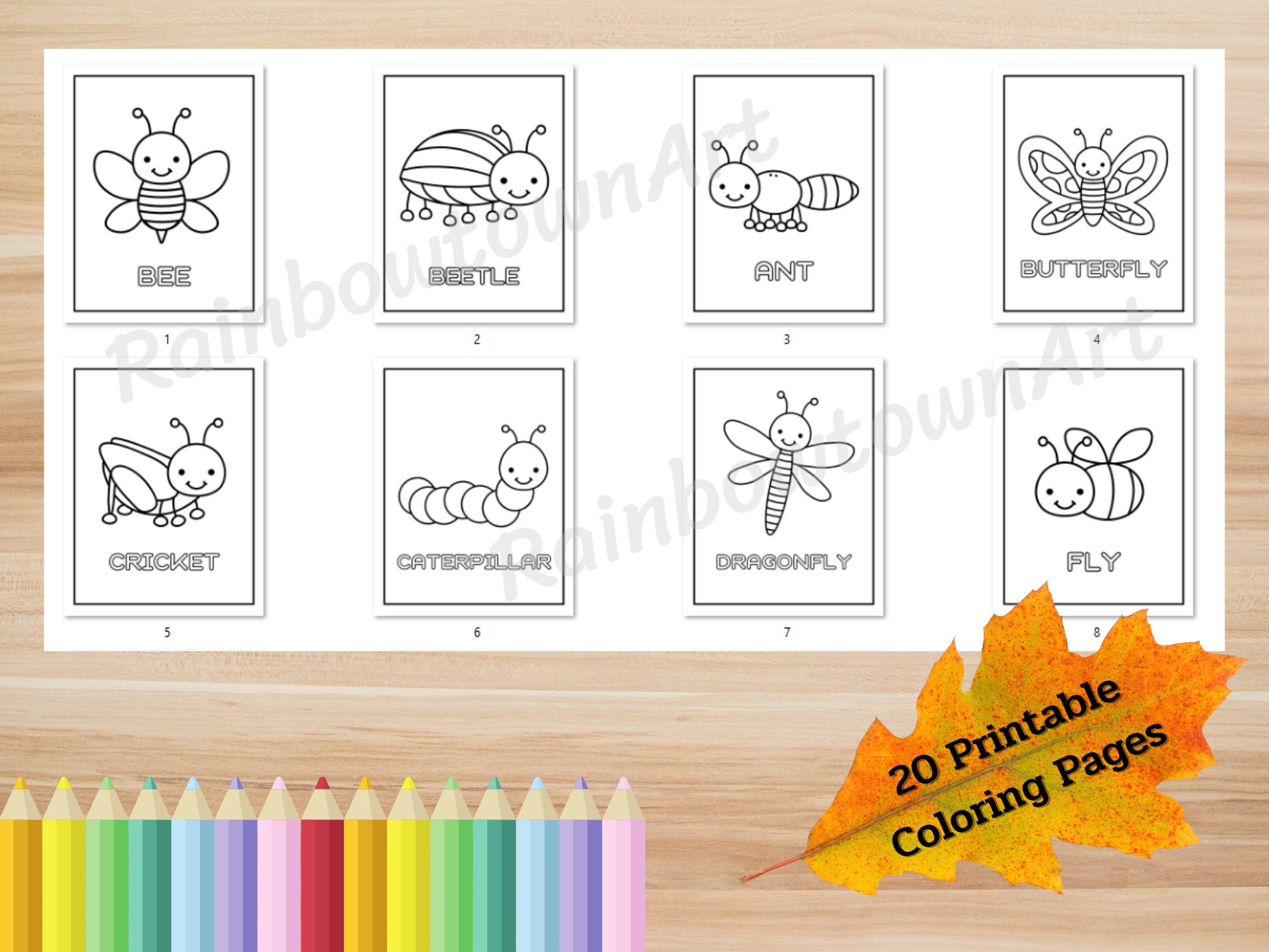 Insects Coloring Pages Bug Printable Coloring for Toddler Kids - Etsy