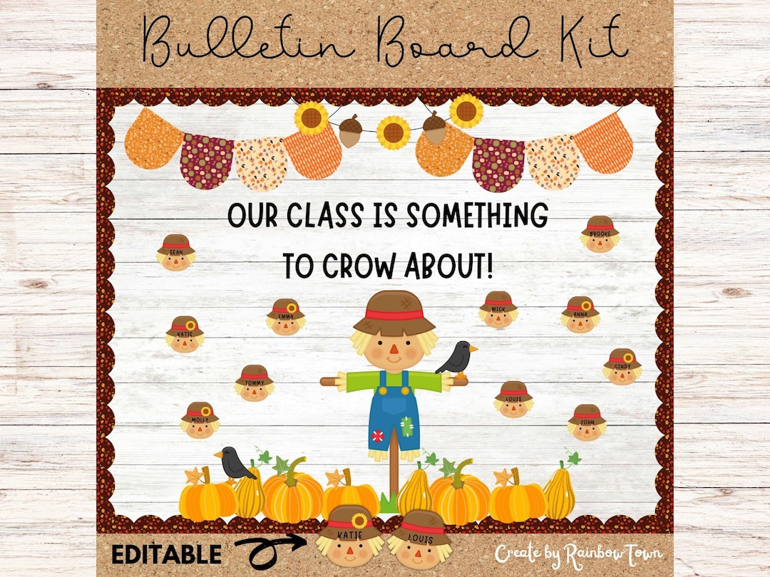 Scarecrow Fall Bulletin Board Pumpkin Bulletin Board Kit or Door Decor ...