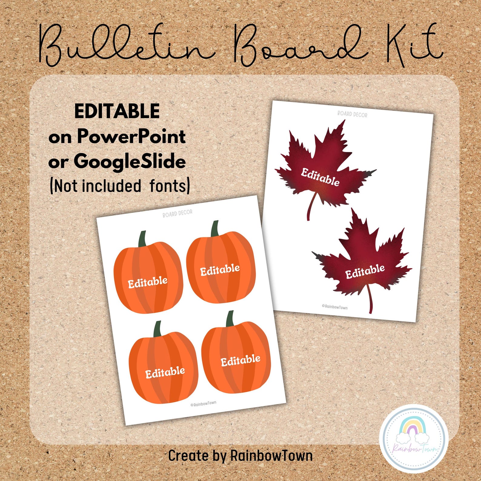 Fall Leaves Bulletin Board Kit Autumn Classroom Decorations Printable ...