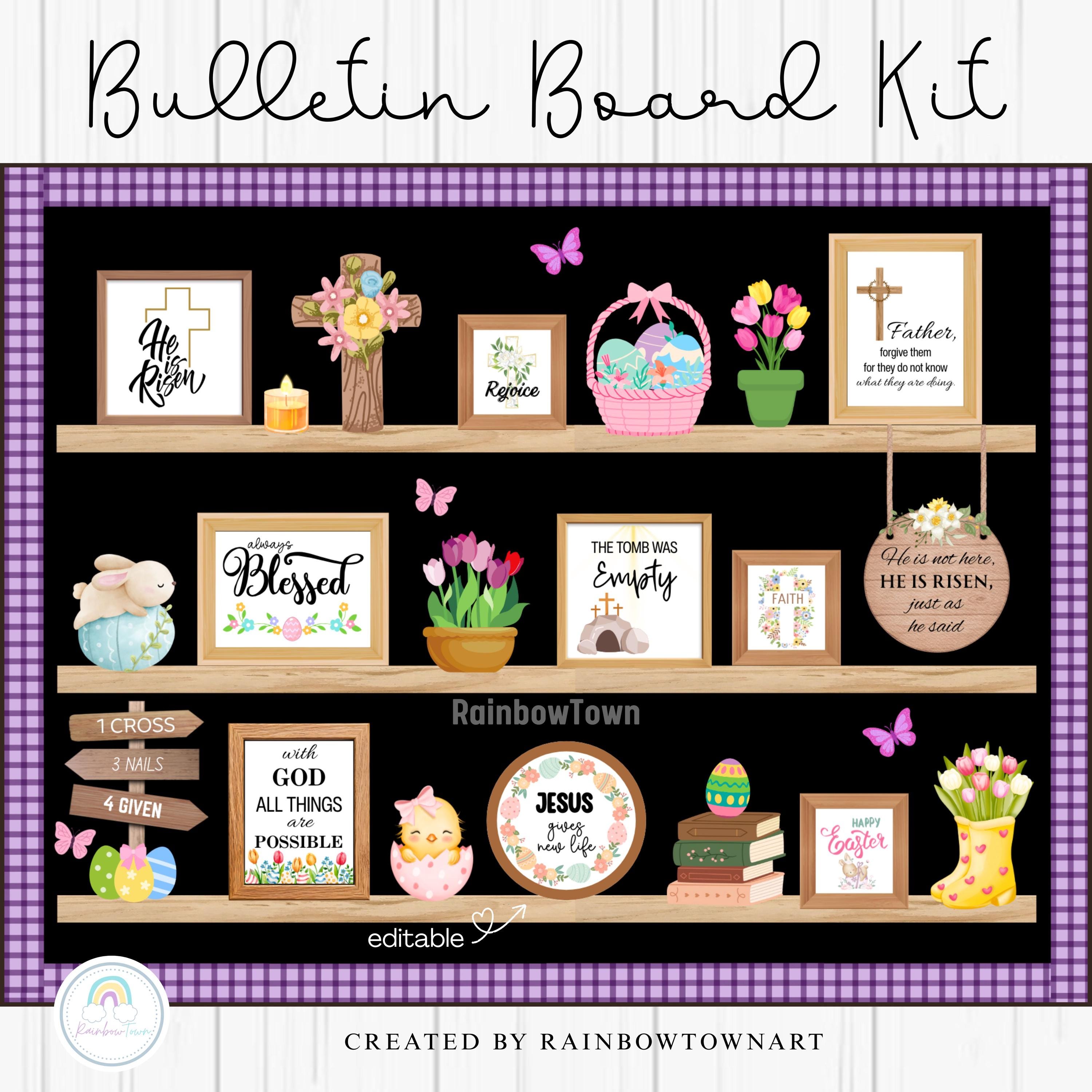 Easter Bulletin Board Kit Shelf Christian Classroom Door Decor ...
