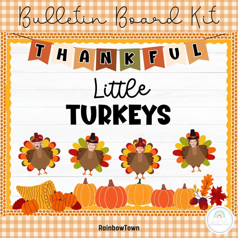 Thanksgiving Bulletin Board Kit Little Turkey Classroom Decorations ...