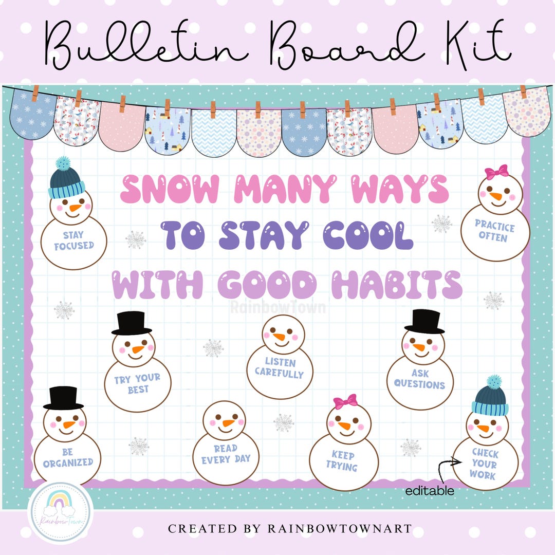 Winter Bulletin Board Kit Snowman Classroom Door Decor Printable ...