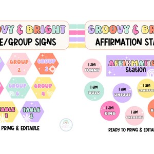 Groovy Bright Classroom Decor Bundle Printable Pastel Theme - Etsy