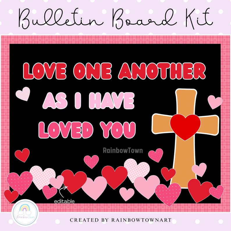 Valentines Day Bulletin Board Kit Christian Heart Classroom Decor ...