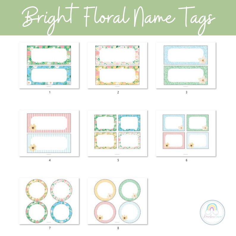Floral Editable Name Tags: Classroom Student Desk Labels (PPT File) - Etsy