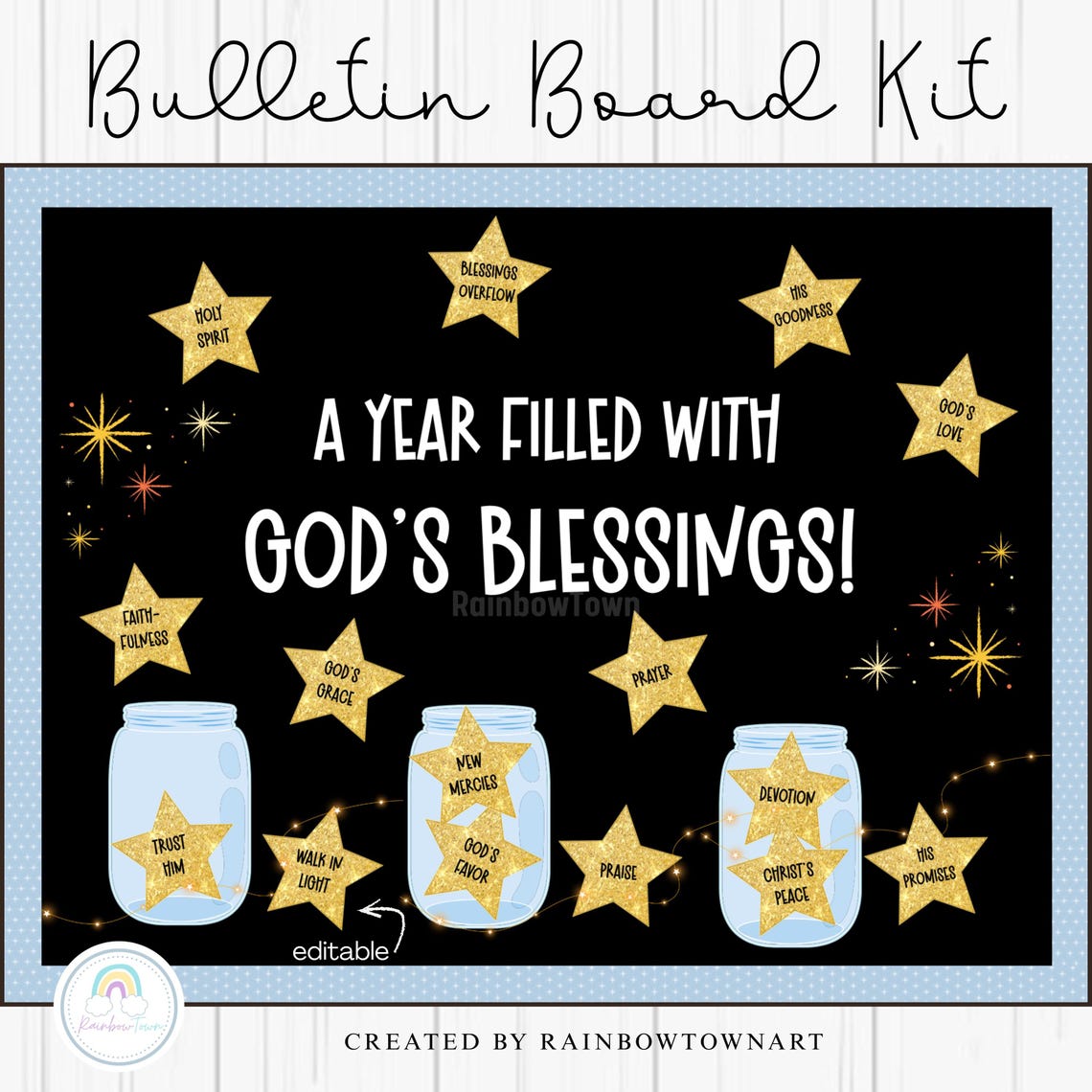New Year Bulletin Board Kit God's Blessings Christian Classroom Door ...