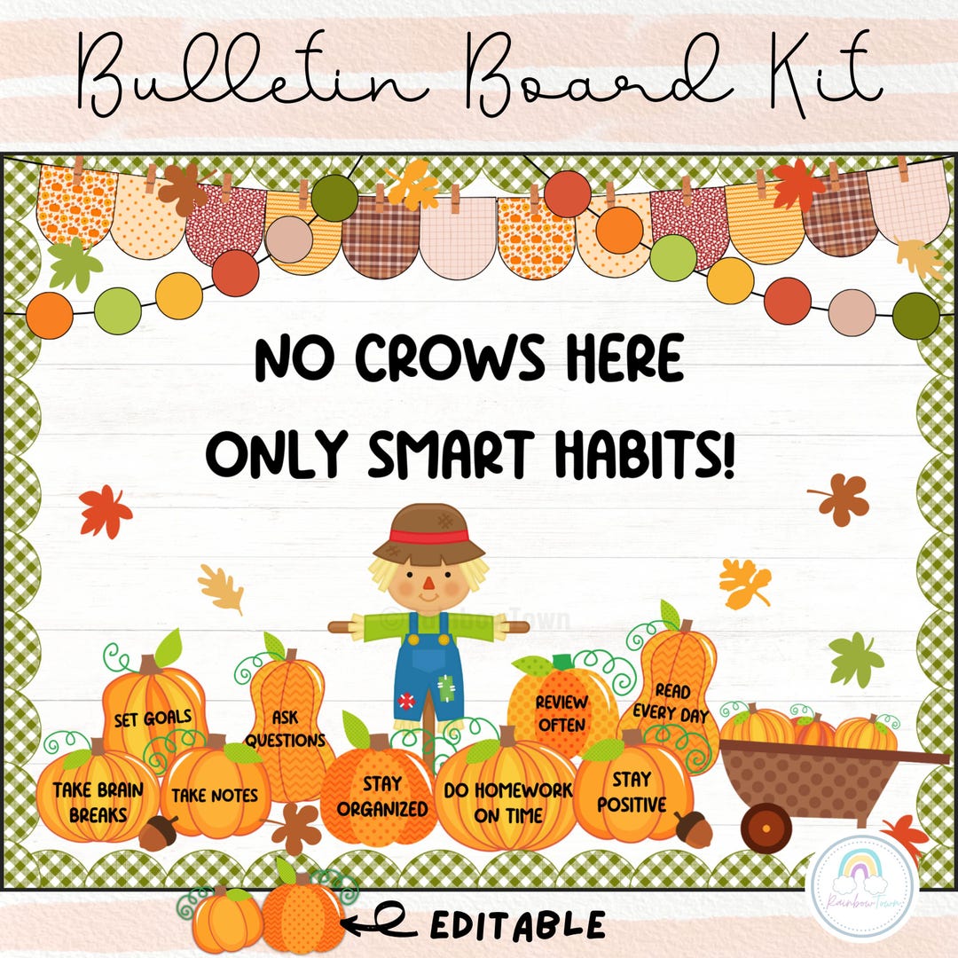 Study Habits Fall Bulletin Board Kit Autumn Classroom Decor Printable ...