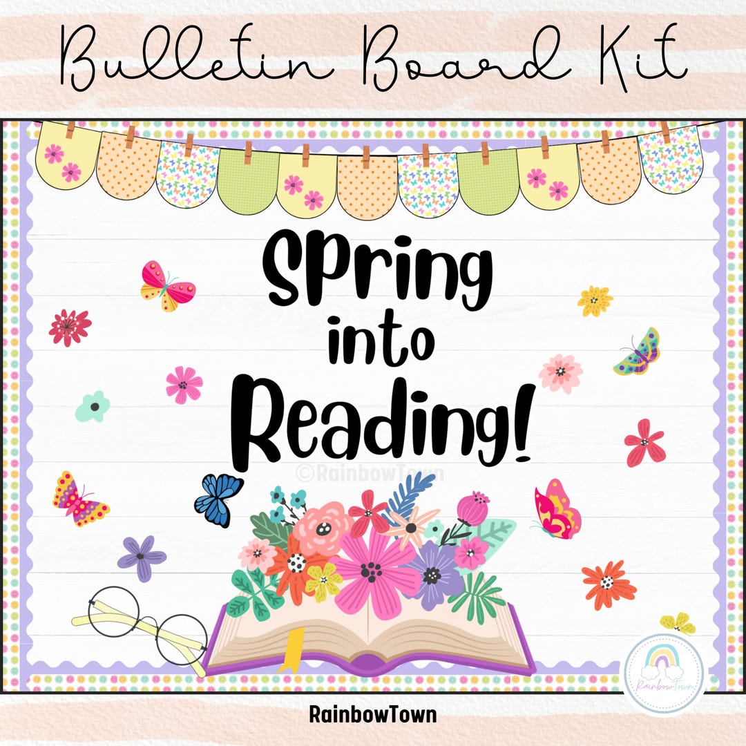 Spring Reading Bulletin Board Kit: Floral Classroom Decor (printable ...