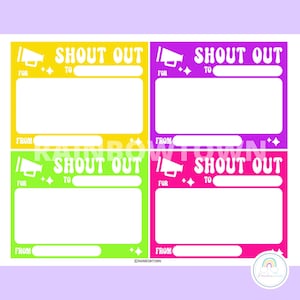 Shout Outs Bulletin Board for Staff or Student | Shout Outs Card ...
