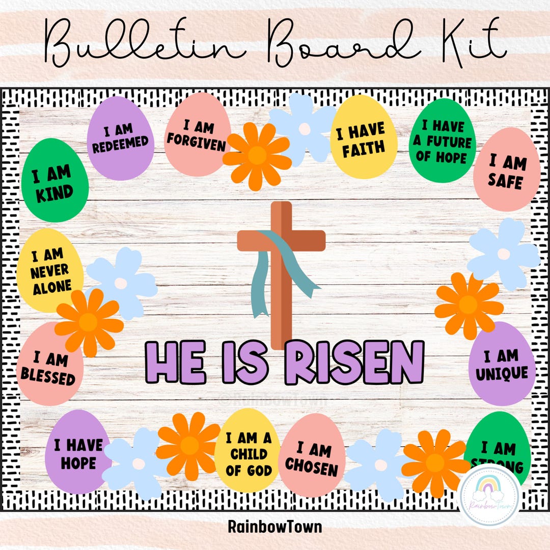 Easter Bulletin Board Kit Bible Affirmations Classroom Decor Printable ...