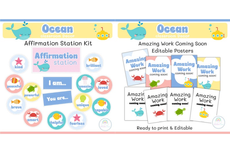 Ocean Pastel Classroom Decor Bundle Under the Sea Theme Decorations ...
