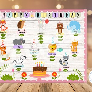Editable Birthday Display Bulletin Board Kit Door Decor Animals Theme ...