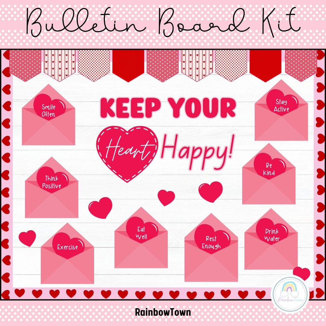 Valentine's Day Healthy Habits Bulletin Board Kit School Nurse Decor ...