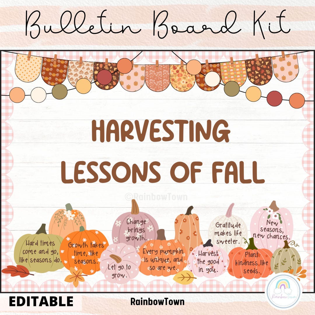 Boho Pumpkin Fall Bulletin Board Kit | Autumn Classroom Decorations ...