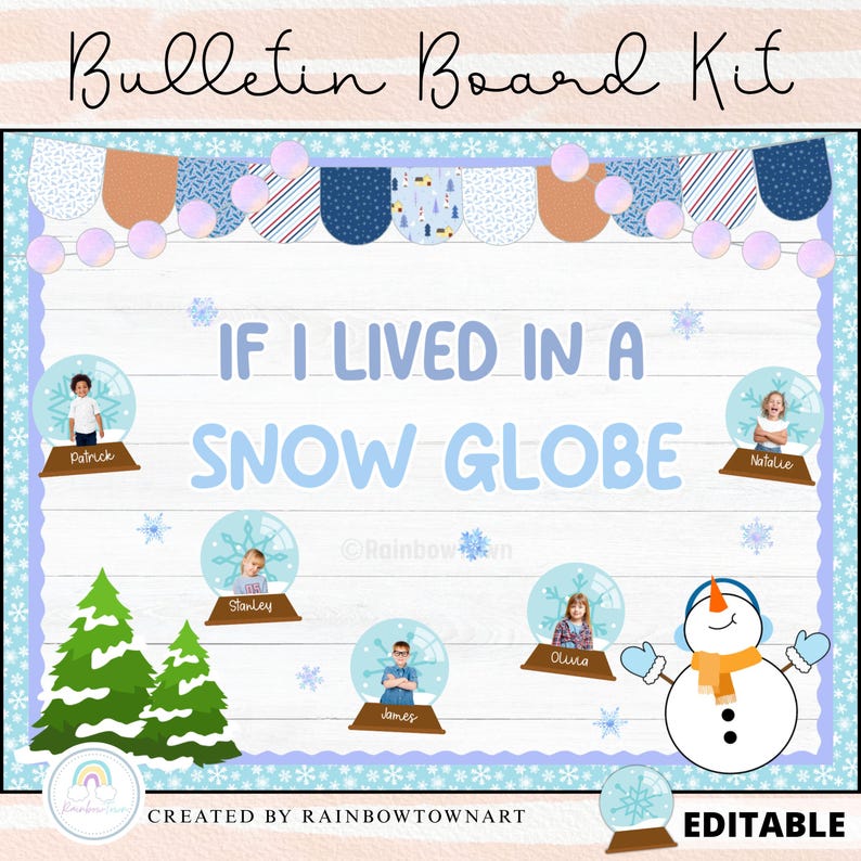 Winter Bulletin Board Kit Snow Globe Classroom Decor Printable ...