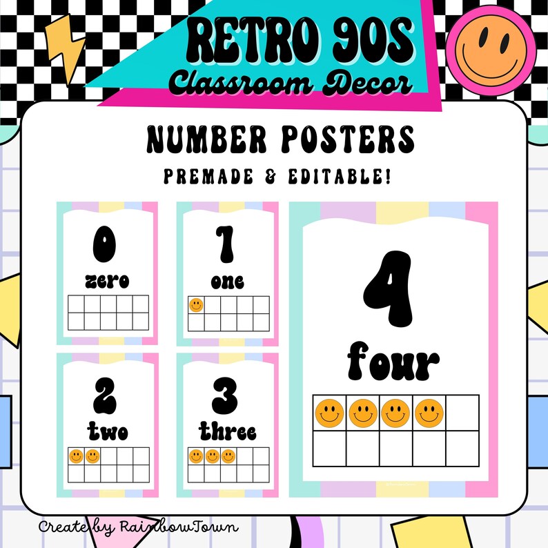 90s Groovy Retro Classroom Decor Bundle Printable - Etsy