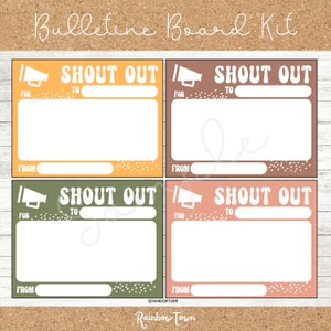 Staff Shout Outs Bulletin Board Wall Letters Shout Out Card Printable ...