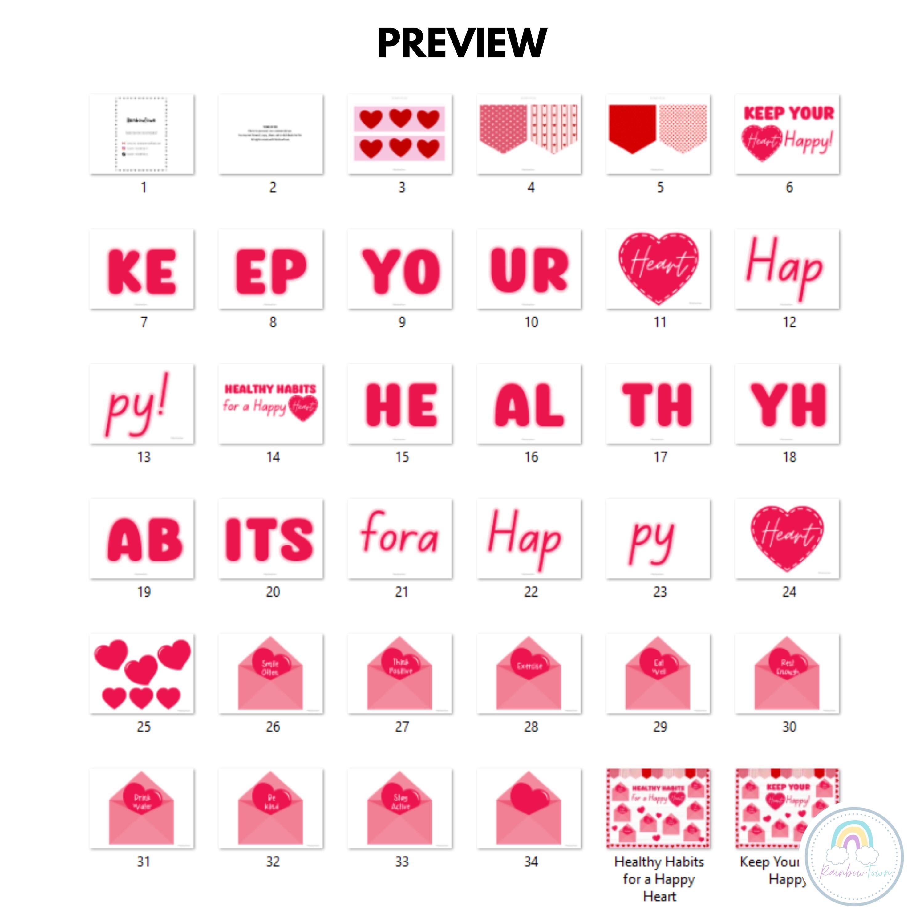 Valentine's Day Healthy Habits Bulletin Board Kit School Nurse ...