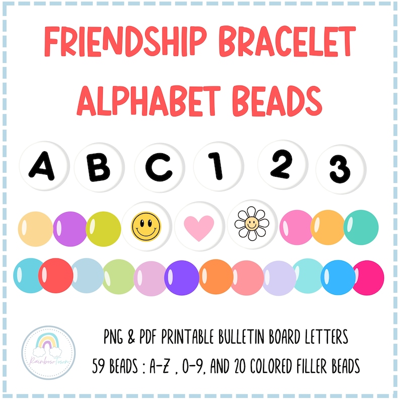 Friendship Bracelet Bulletin Board Kit Alphabet Beads Classroom ...
