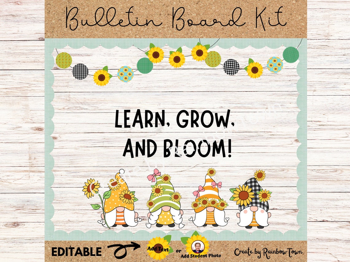 Spring Bulletin Board Kit Gnome Sunflower Classroom Door Decor ...