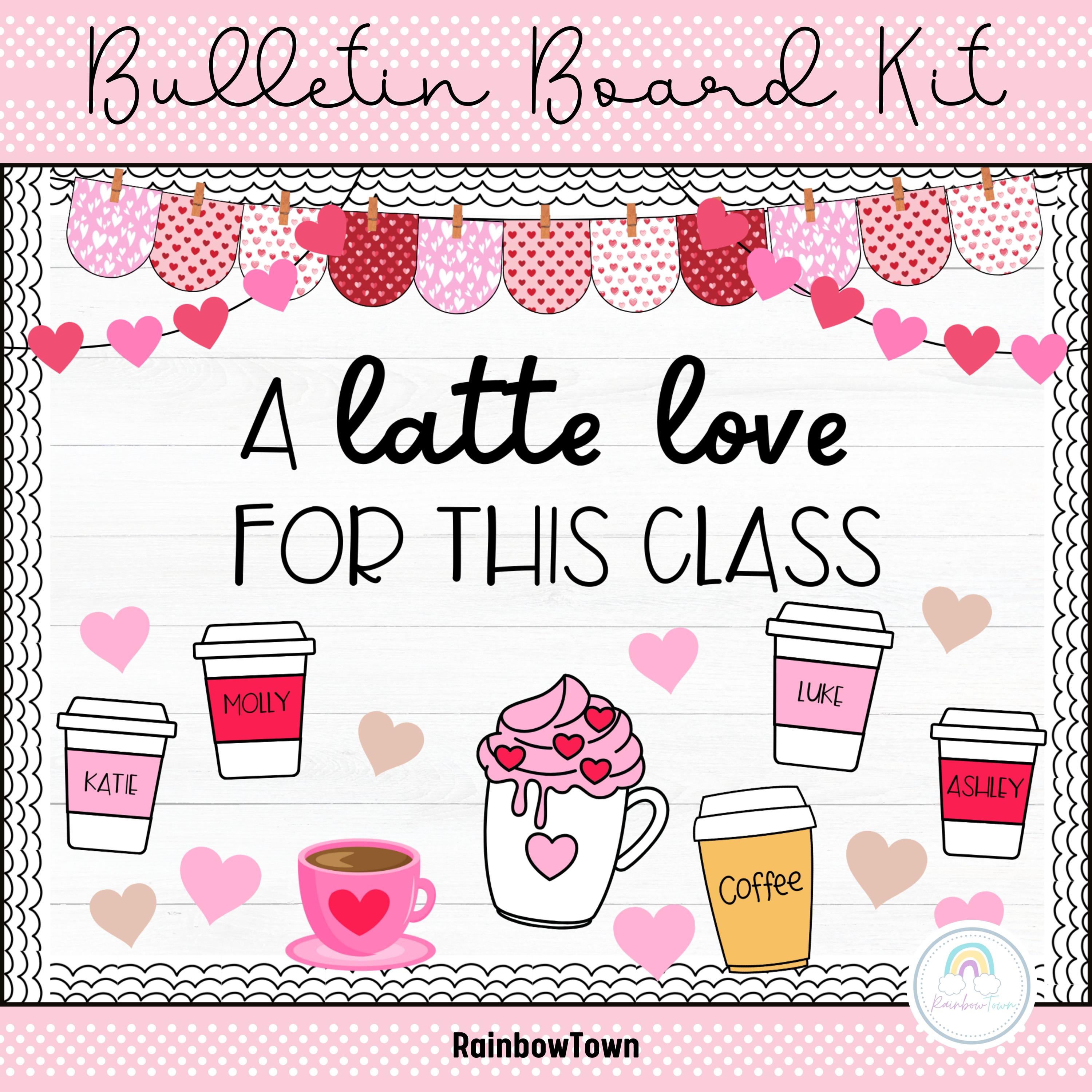 Valentine's Day Bulletin Board Kit Latte Love Classroom Door Decor ...