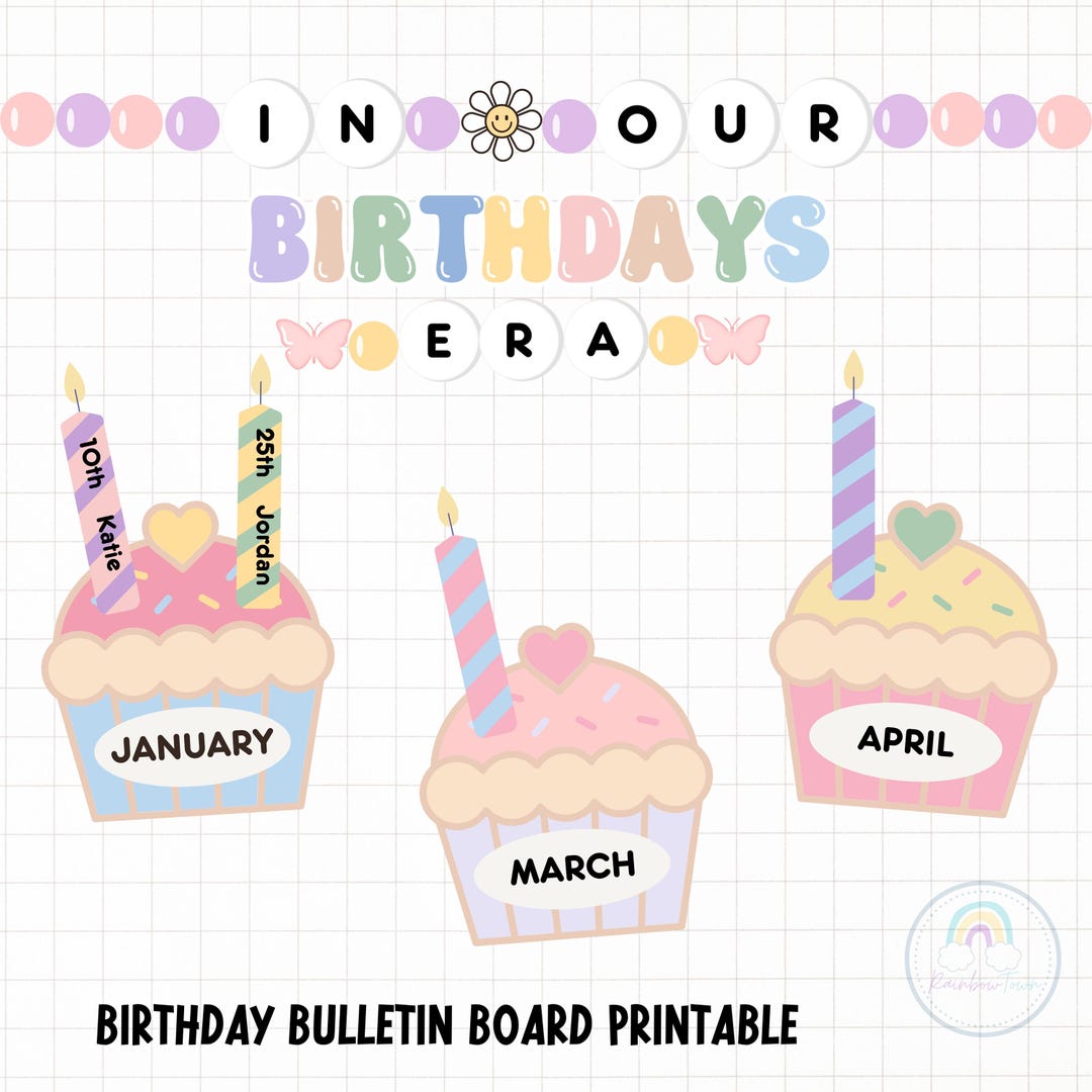 Cupcake Birthday Bulletin Board Student Birthday Board Friendship ...
