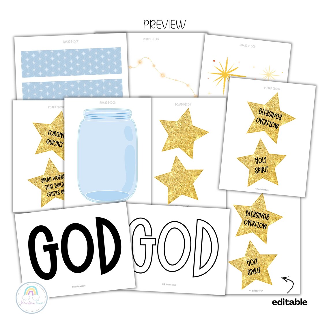 New Year Bulletin Board Kit God's Blessings Christian Classroom Door ...