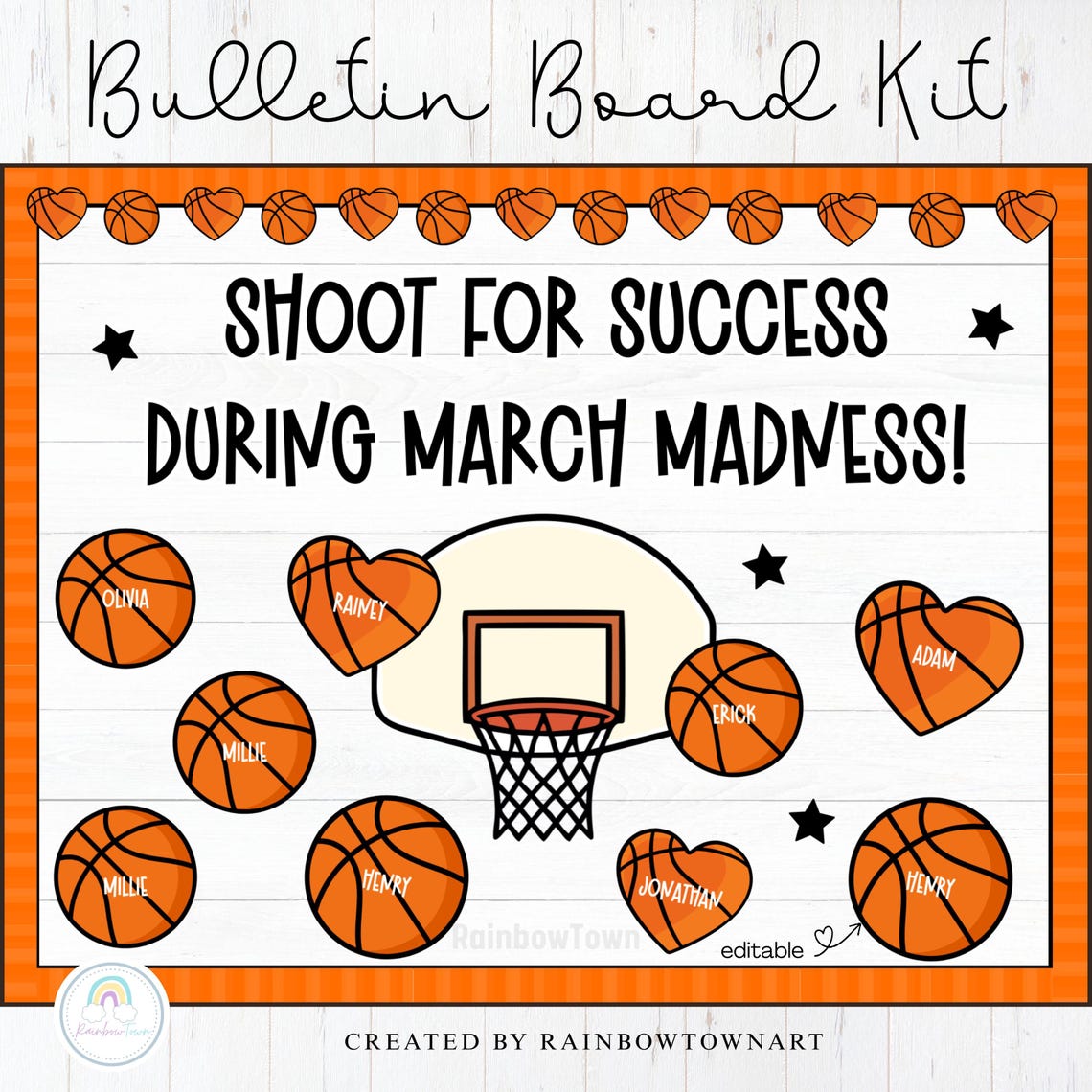 March Madness Bulletin Board Kit Basketball Classroom Decor Printable ...