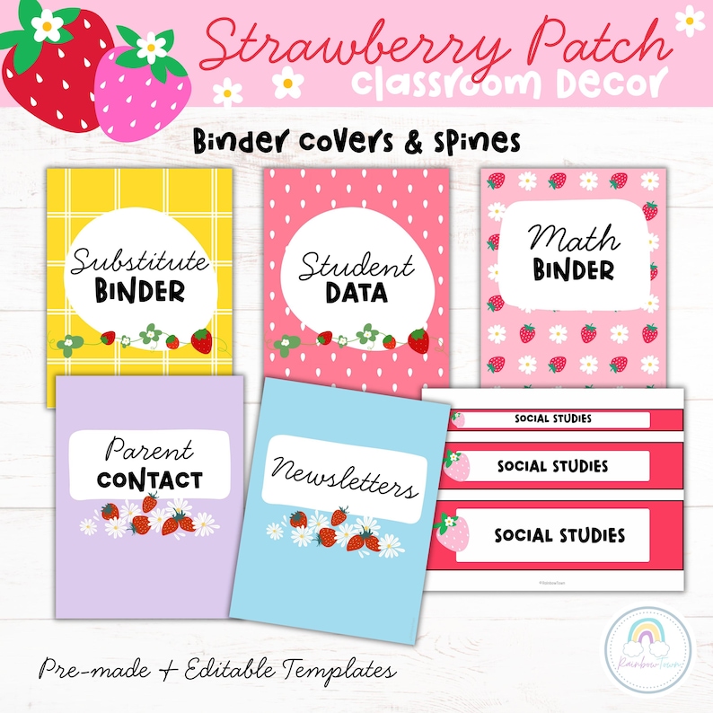 Strawberry Patch Classroom Decor Bundle Printable & Editable - Etsy