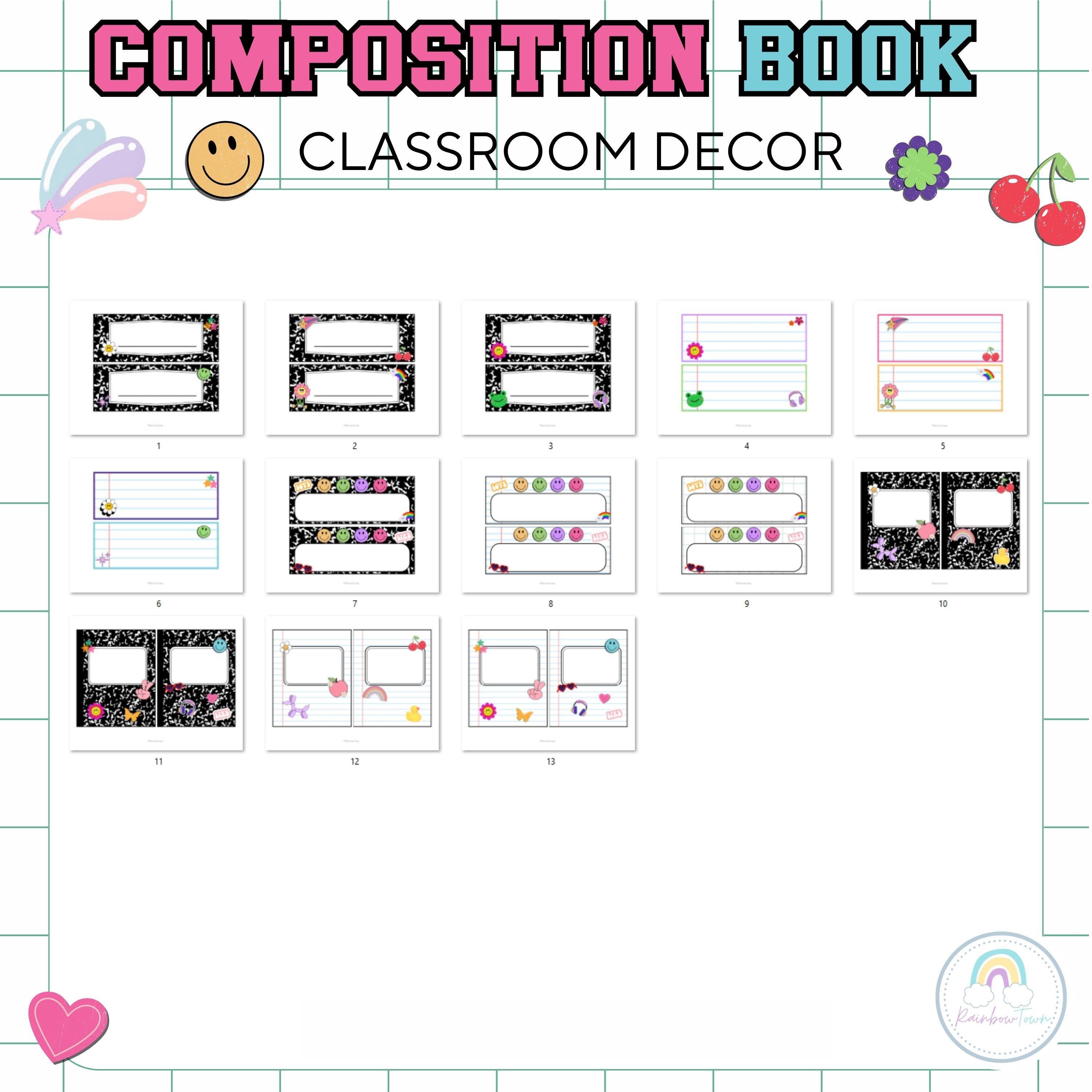 Composition Book Student Name Plates: Retro Classroom Decor (PPT File ...