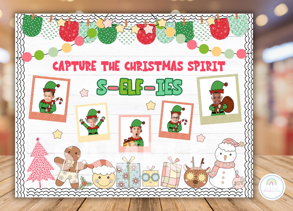 Christmas Bulletin Board Kit | Elf Selfies Holiday Classroom Decor ...