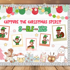 Christmas Bulletin Board Kit | Elf Selfies Holiday Classroom Decor ...
