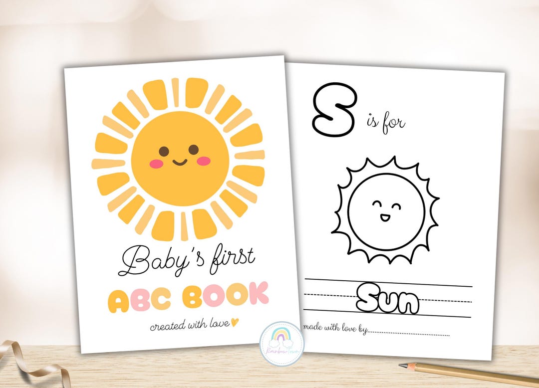 ABC Baby Shower Coloring Book Baby's First ABC Book Sun Theme Alphabet ...